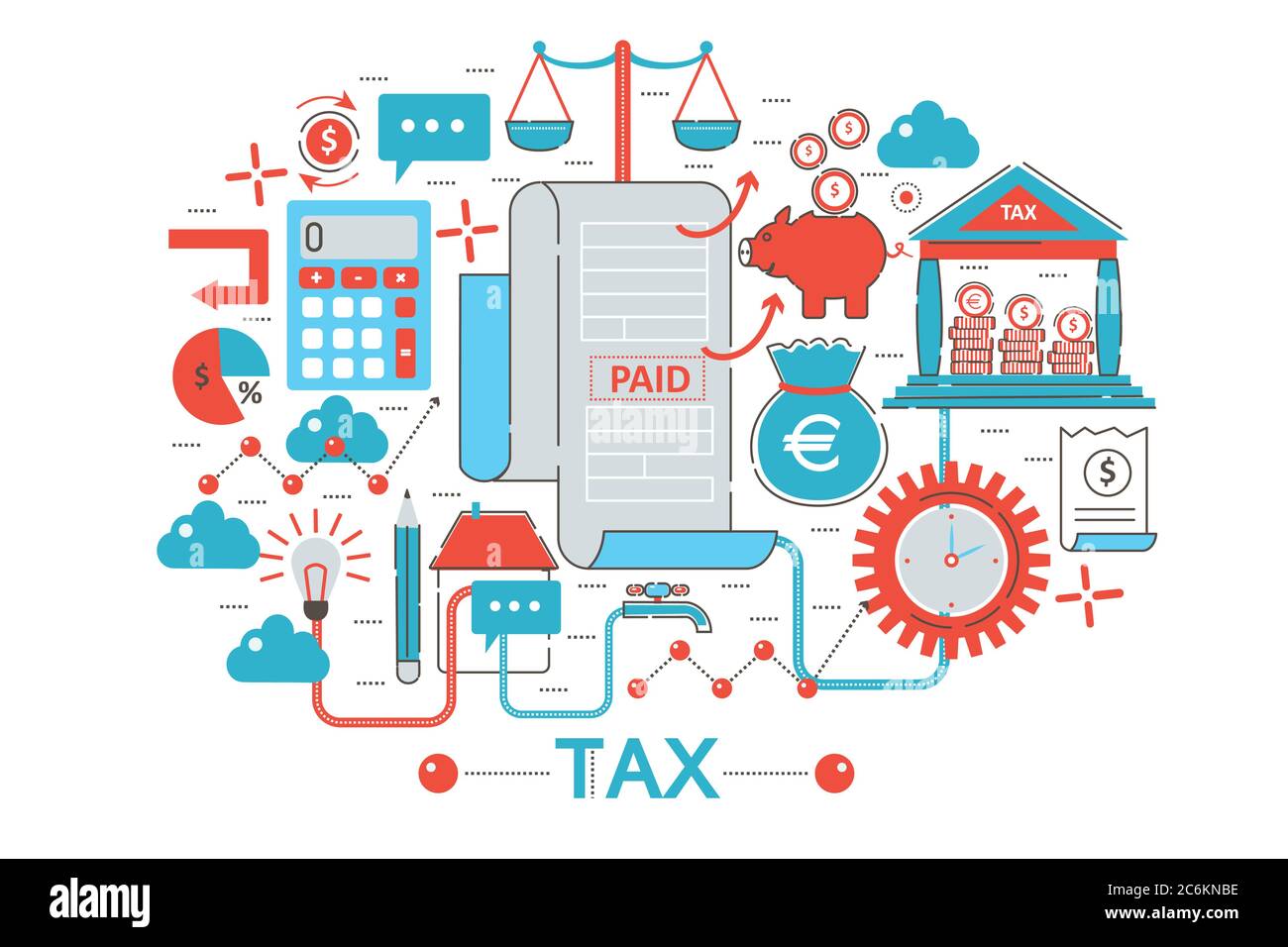 Modern Flat thin Line design Tax taxes concept for web banner website ...