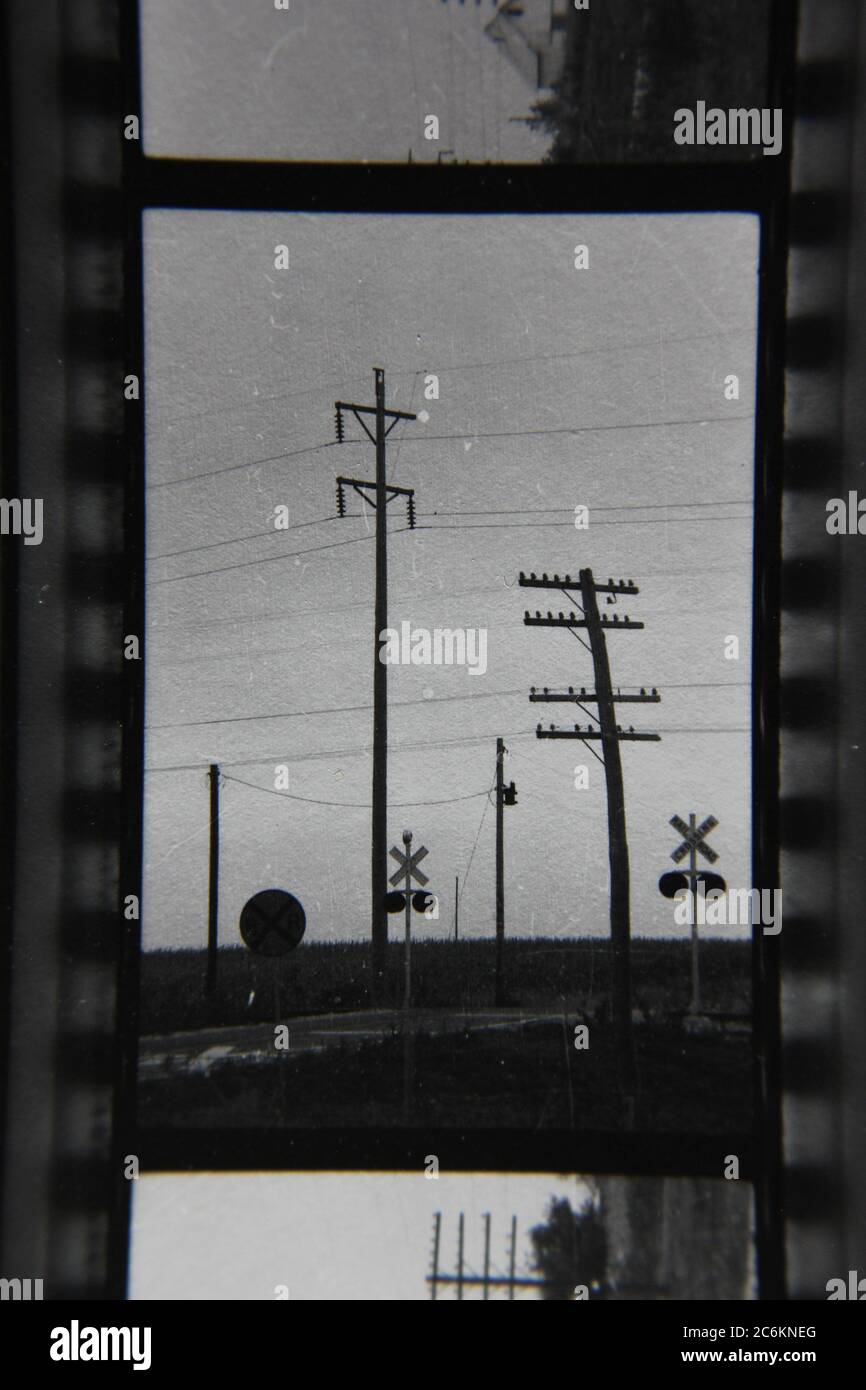 Fine 70s vintage contact print black and white photography of utility ...