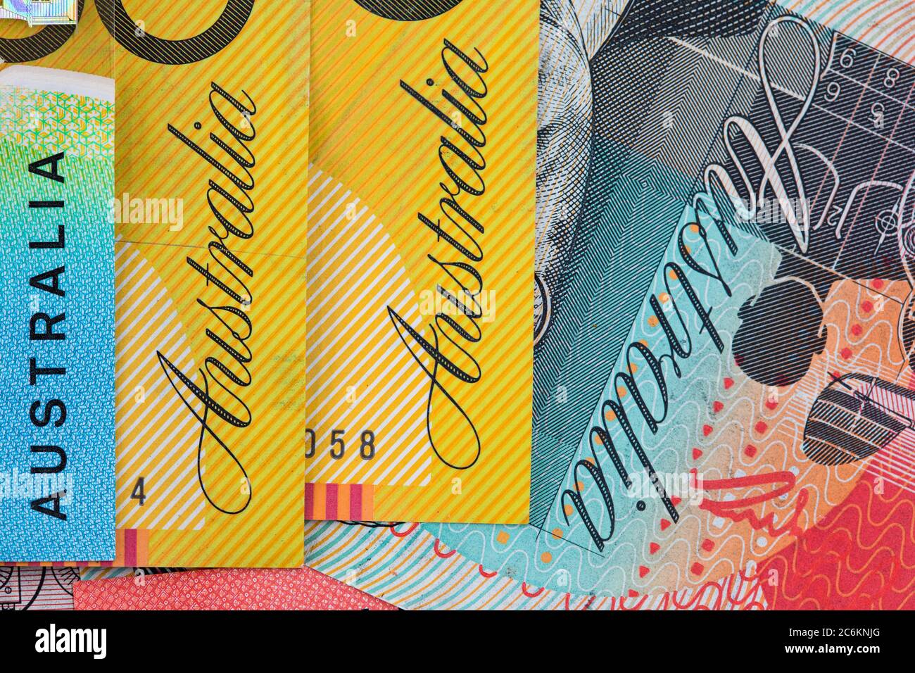 Various Australian dollar notes featuring the word Australia Stock ...