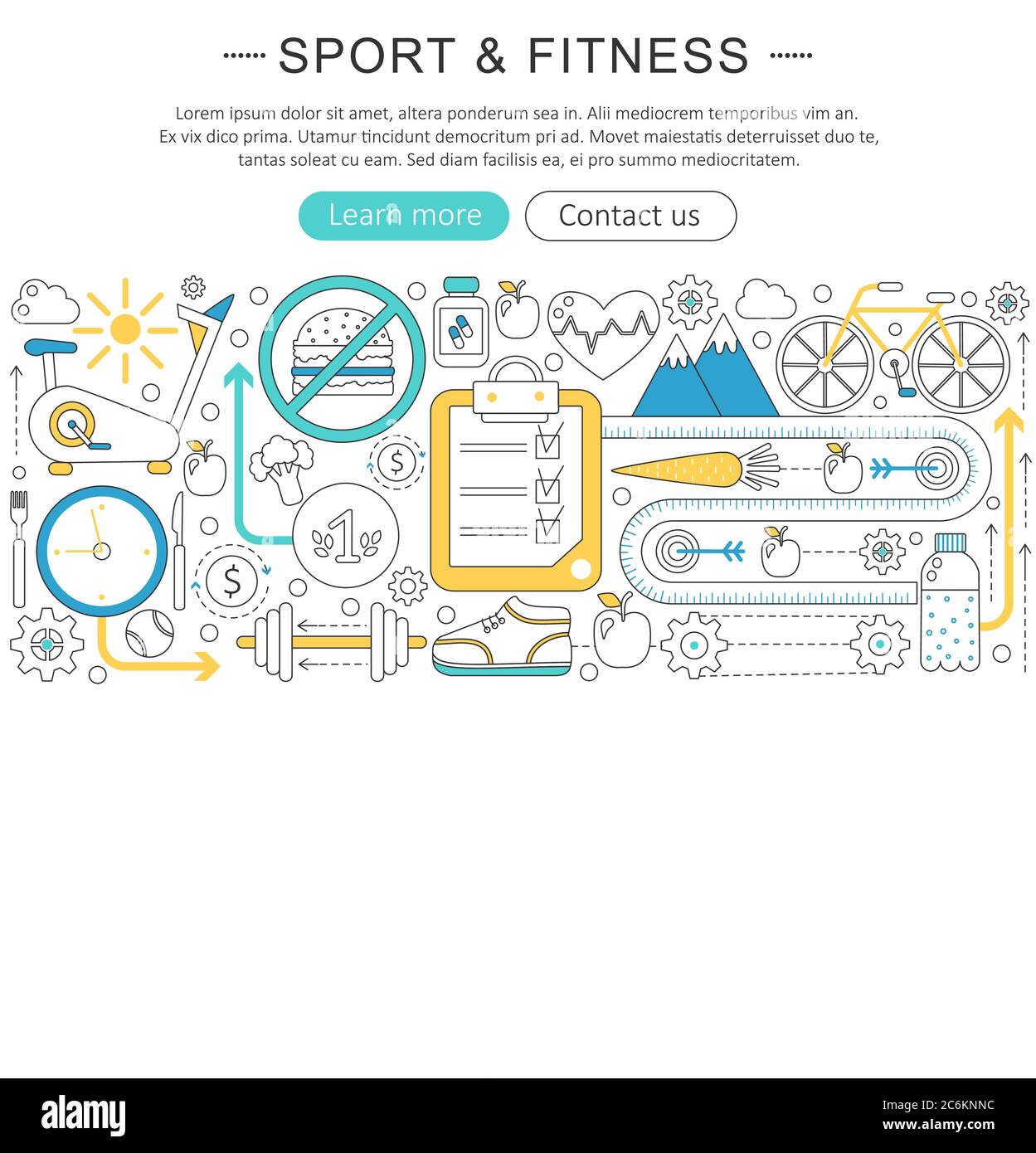 Vector elegant thin line flat modern Art design sport and fitness ...