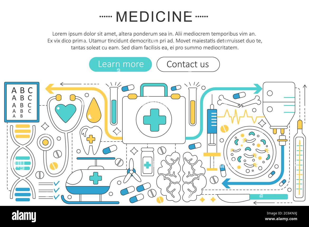 Vector elegant thin line flat modern Art design Healthcare and medicine ...