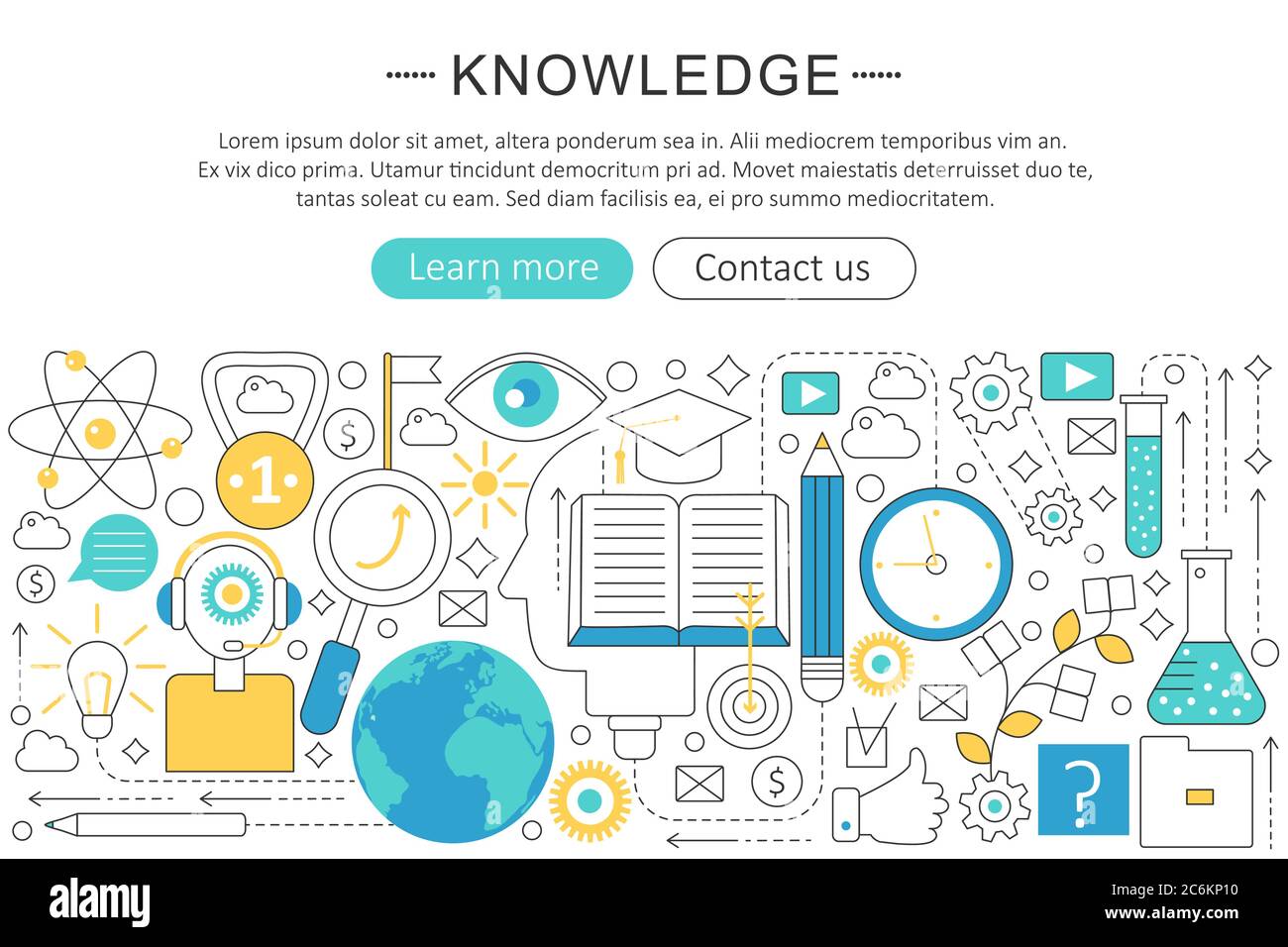 Vector elegant thin line flat modern Knowledge searchng concept ...