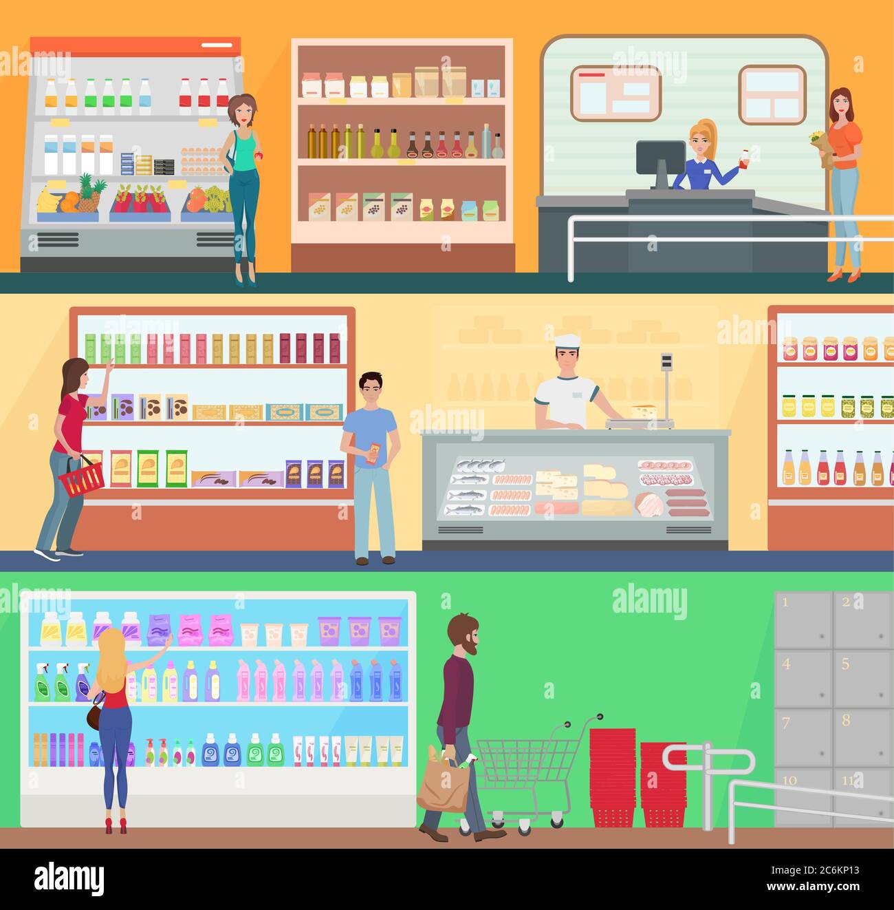 Food sale in market Stock Vector Images - Alamy