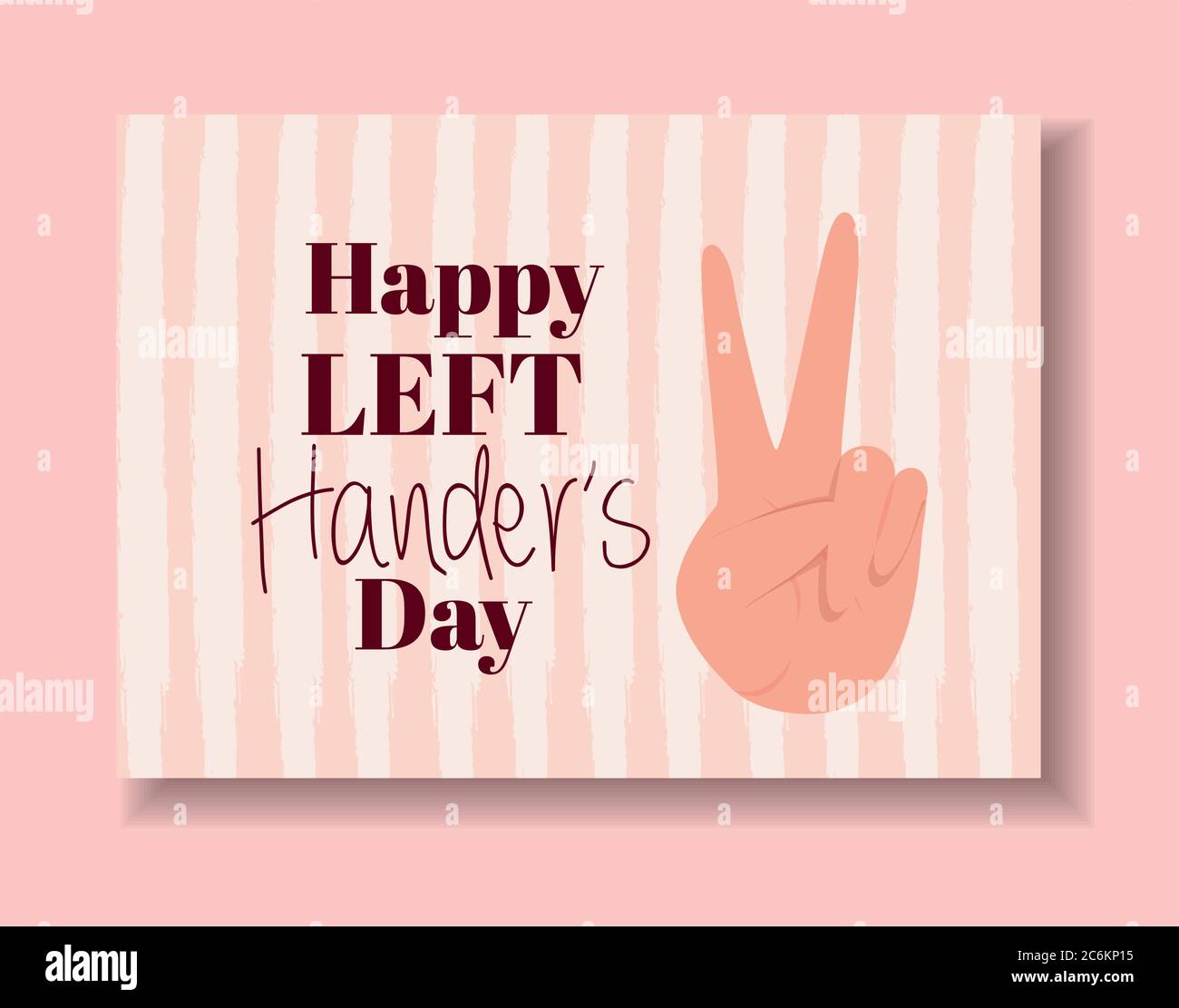 peace and love hand with happy left handers day text design of Holiday ...