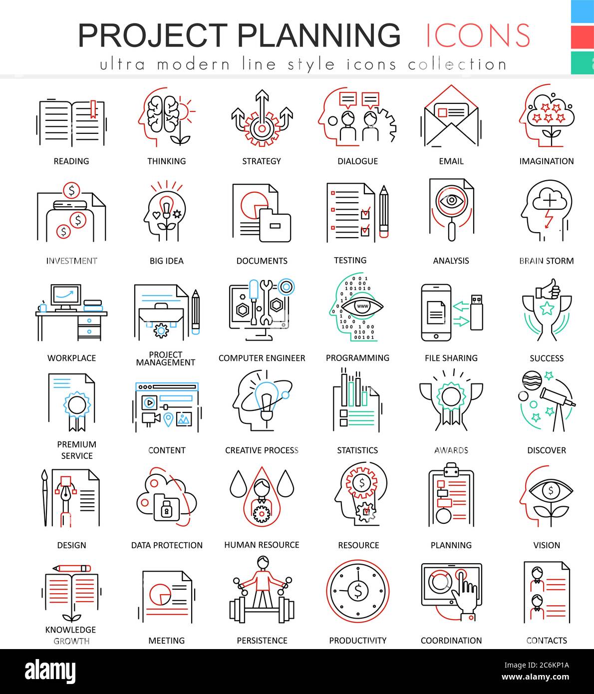 Vector business finance project planning ultra modern color outline ...