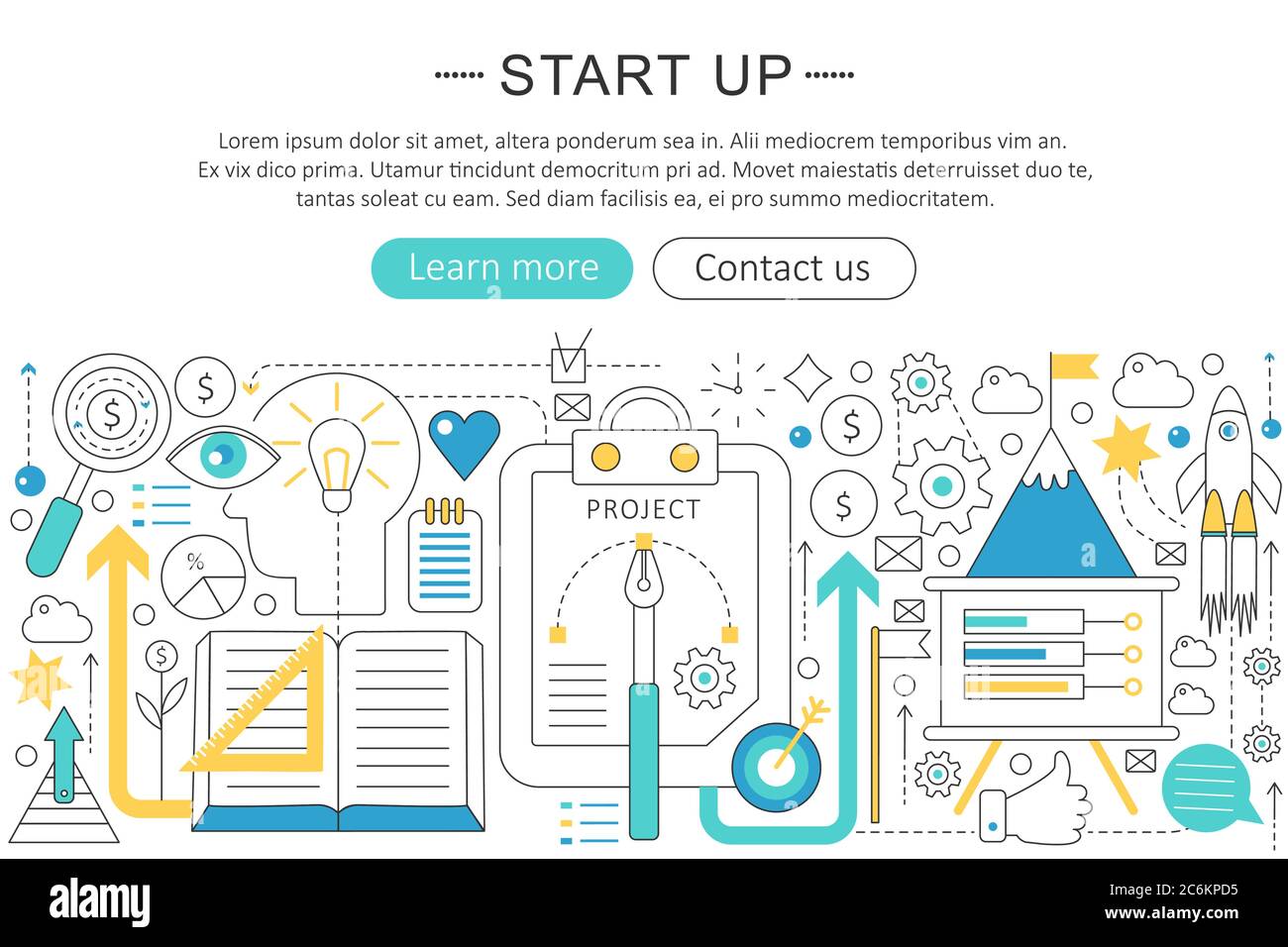 Vector elegant thin line flat modern design Start-up business concept. Website header banner ...