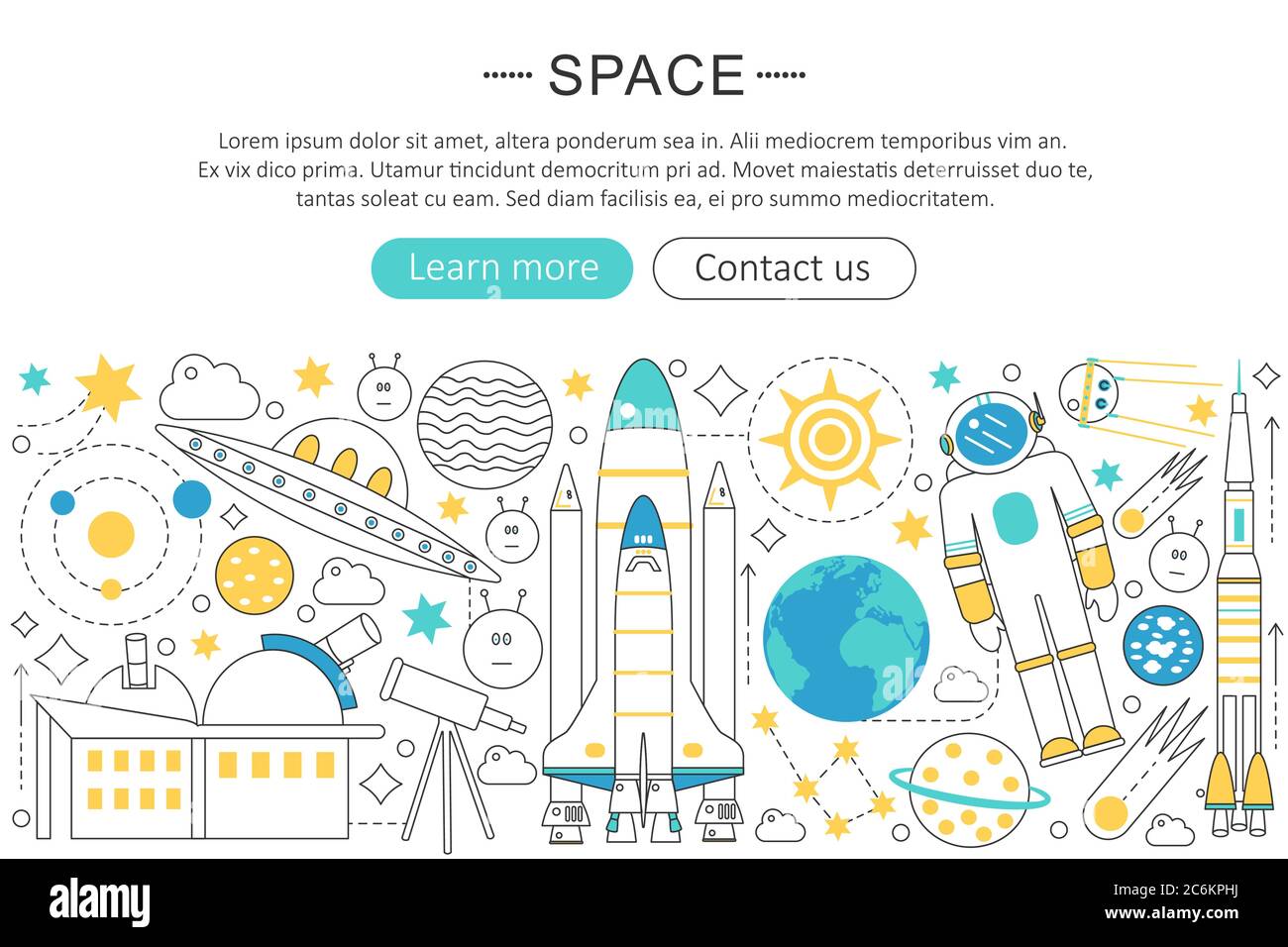 Vector elegant thin line flat modern design open Space exploring ...