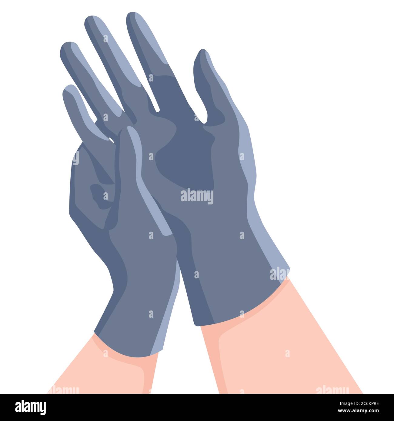 Putting surgical gloves on white isolated backdrop. Latex gloves for ...