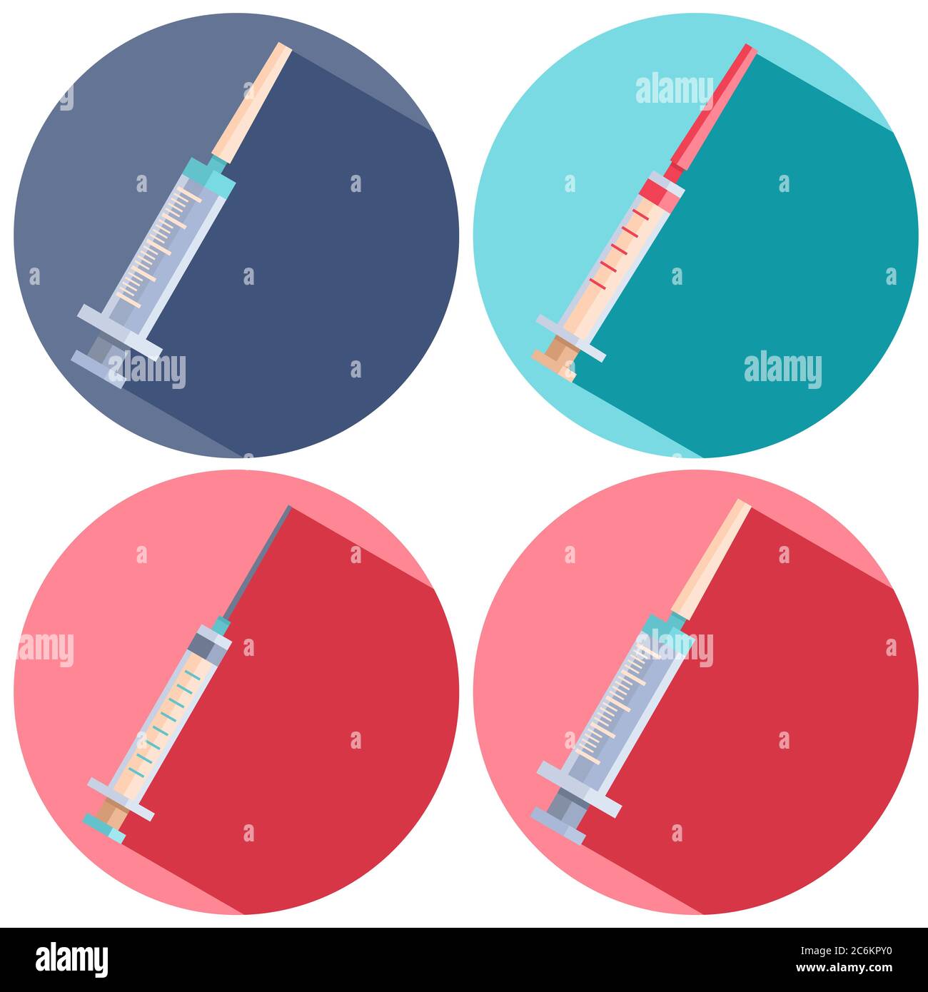 Syringe sticker set on white isolated backdrop. Virus check for social ...