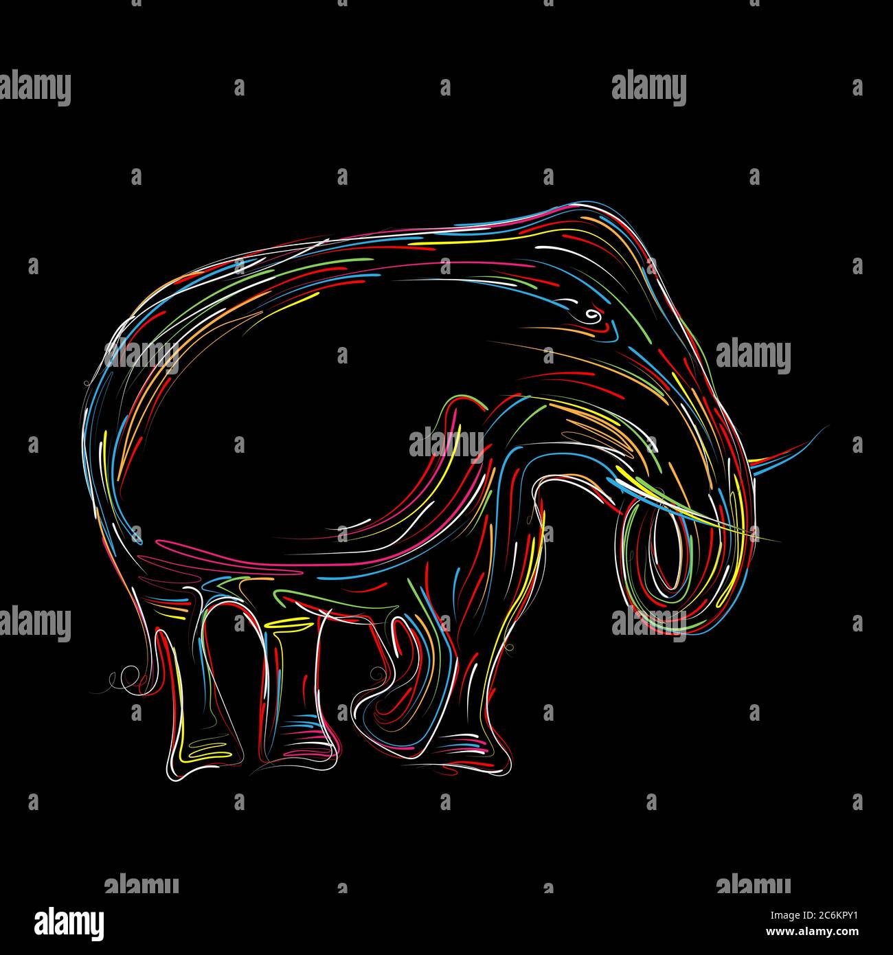 Abstract elephant sketch in colors, vector art Stock Vector Image & Art ...