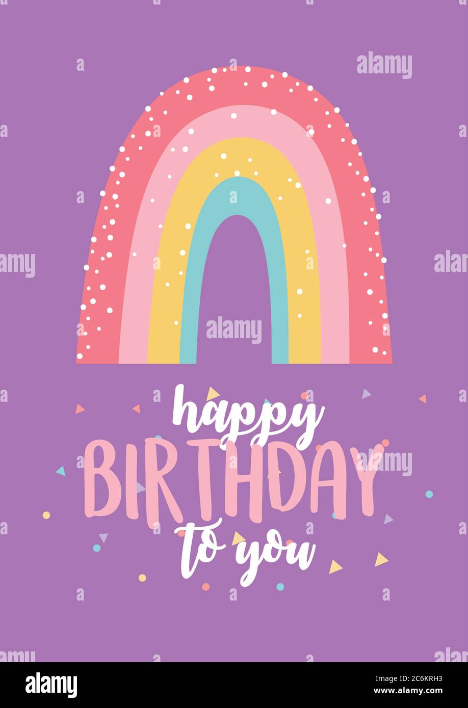 happy birthday, rainbow greeting card decoration celebration party ...
