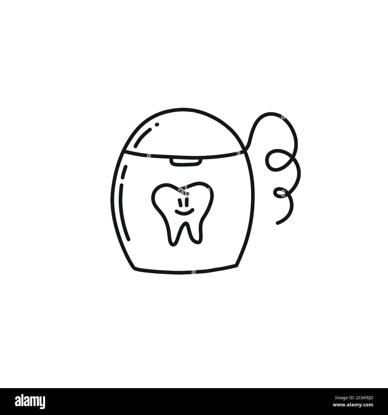 Dental Floss Doodle Icon Vector Line Illustration Stock Vector Image And Art Alamy