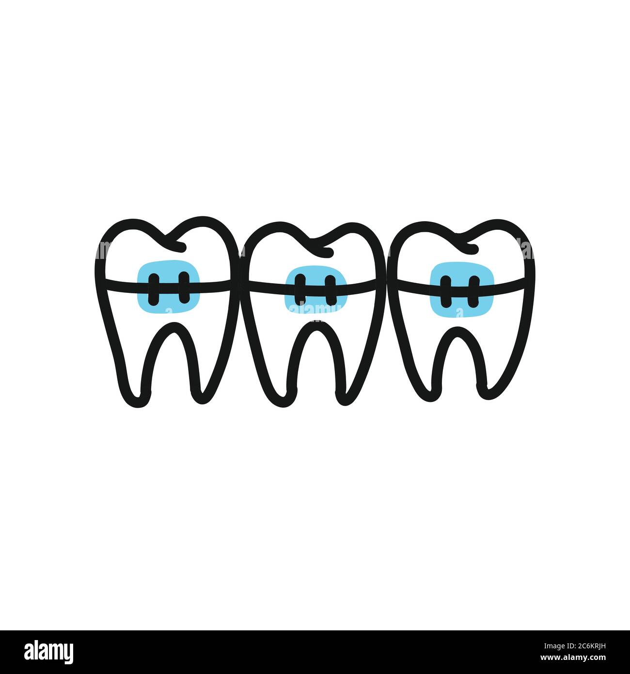 dental braces doodle icon, vector color illustration Stock Vector Image ...