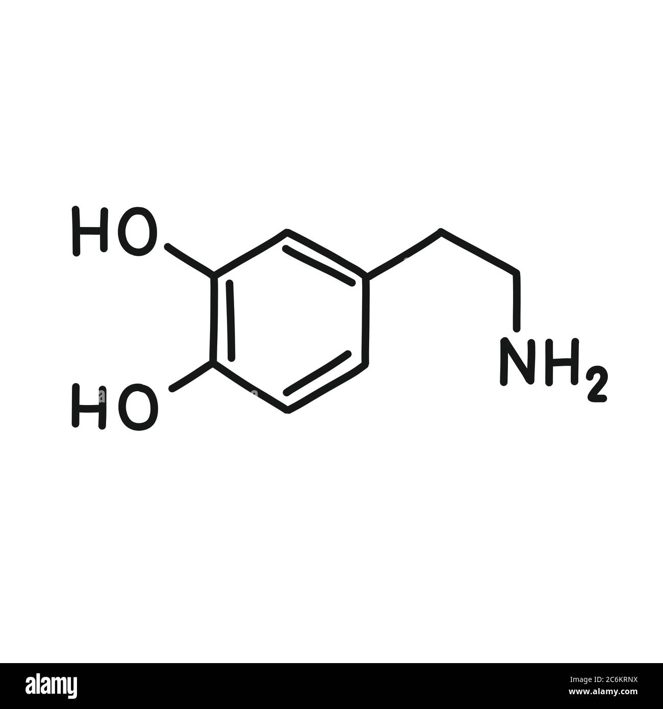 dopamine chemical formula doodle icon, vector line illustration Stock ...