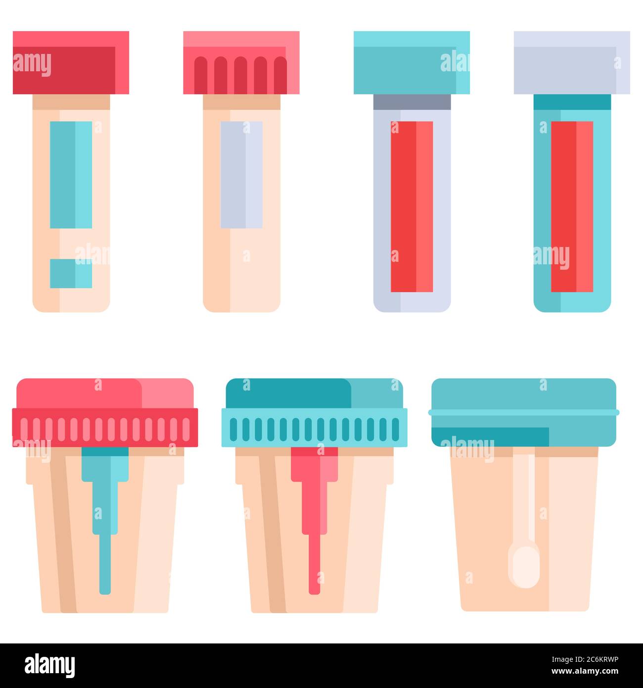 Blood test tubes on white isolated backdrop. Test jar emblem for social ...