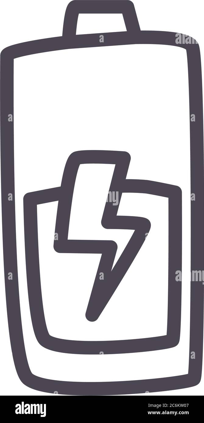 half battery with thunder line style icon design, energy power ...