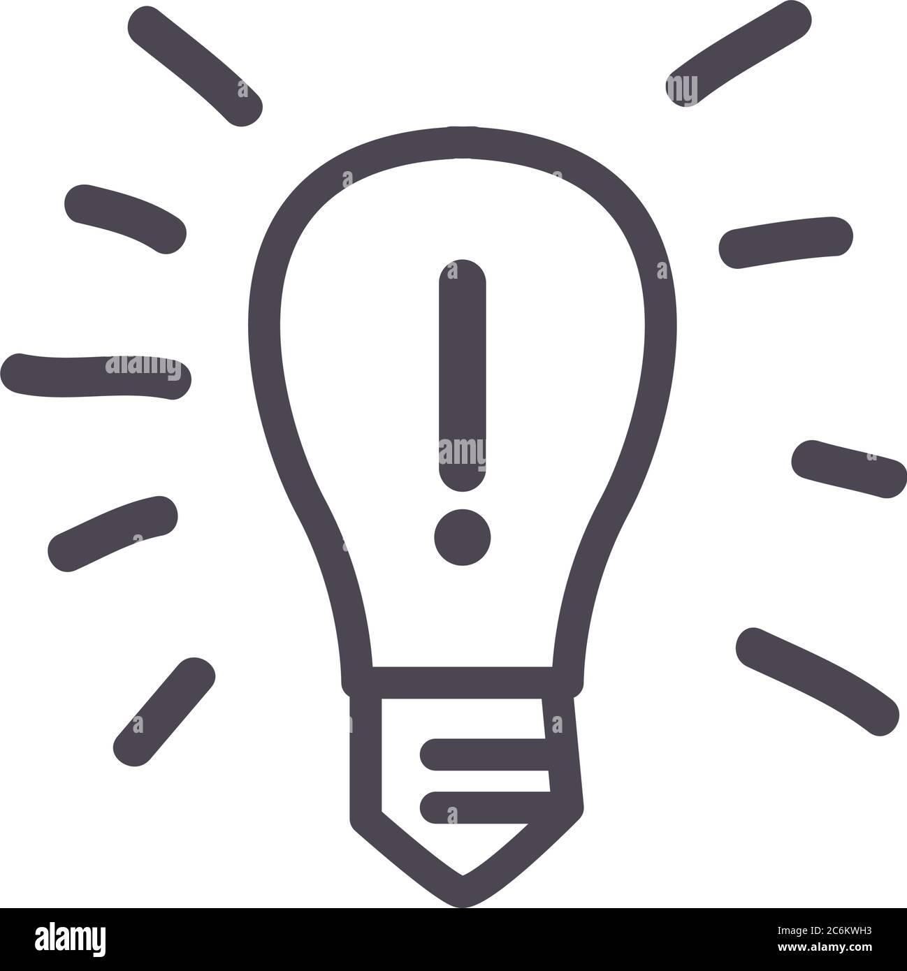Light bulb with exclamation mark line style icon design, Energy power ...