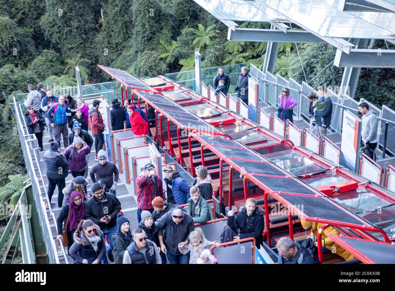 Blue mountains national park NSW and the famous scenic railway train ...