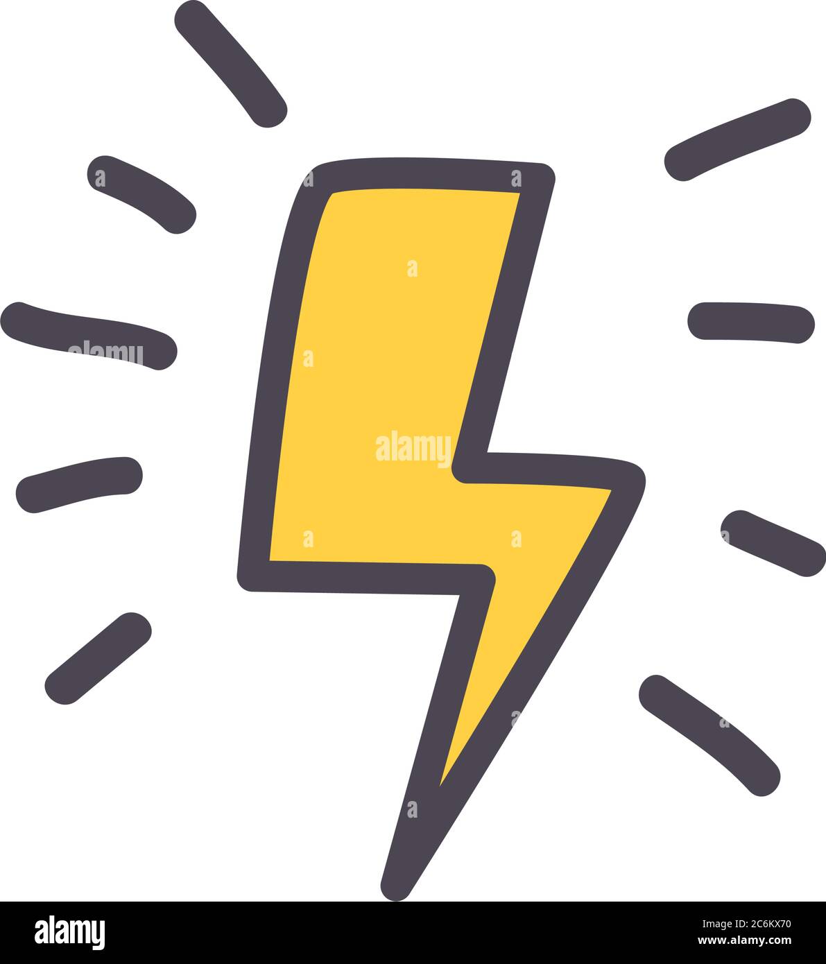 Thunder line and fill style icon design, Weather rain power electric ...