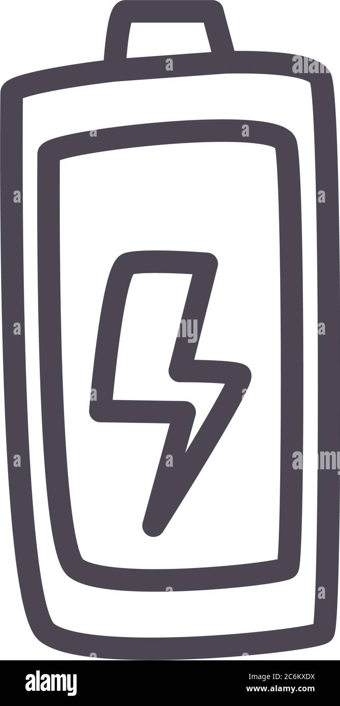 full battery with thunder line style icon design, energy power ...