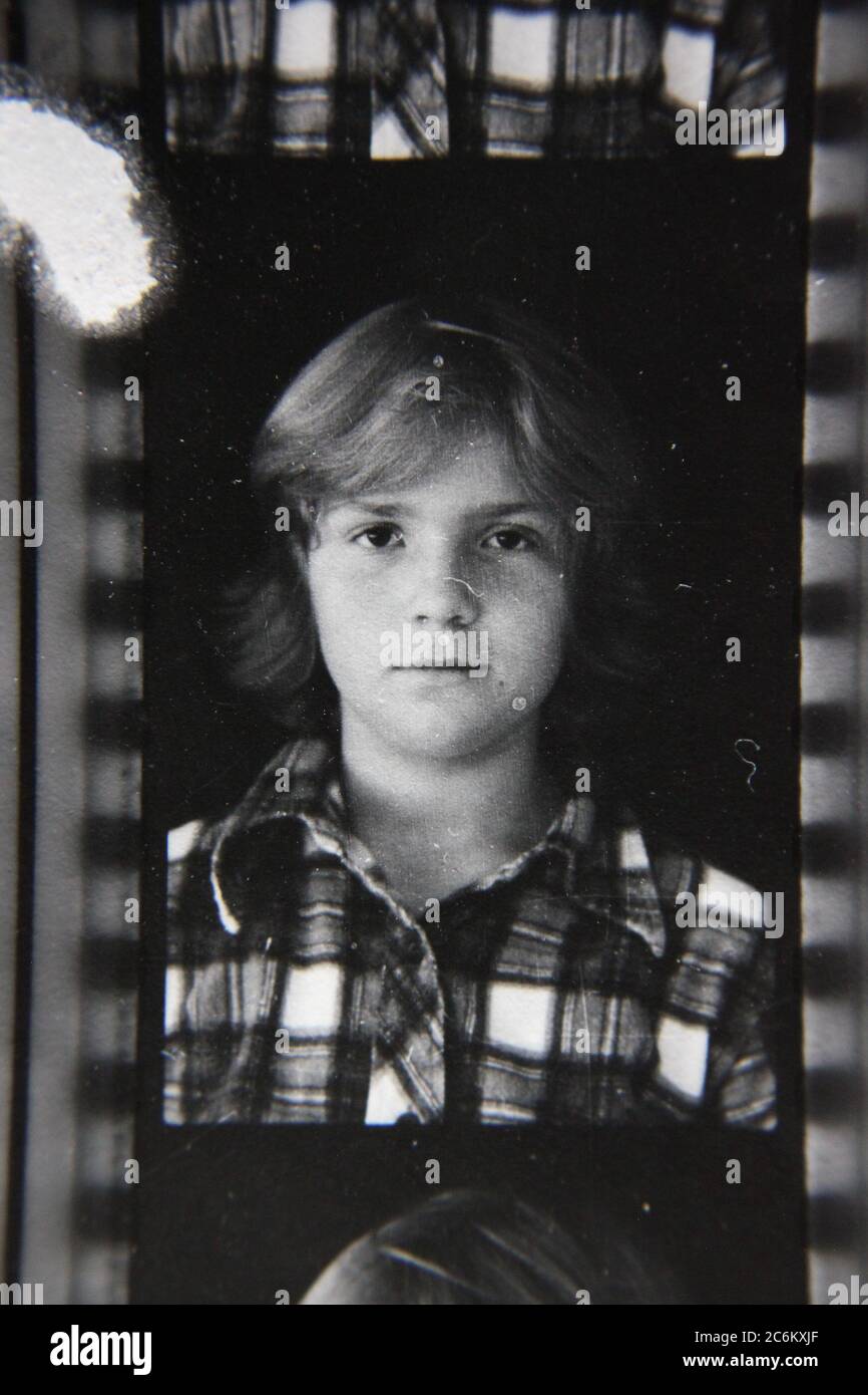 Fine 70s vintage contact print black and white photography of a boyish ...