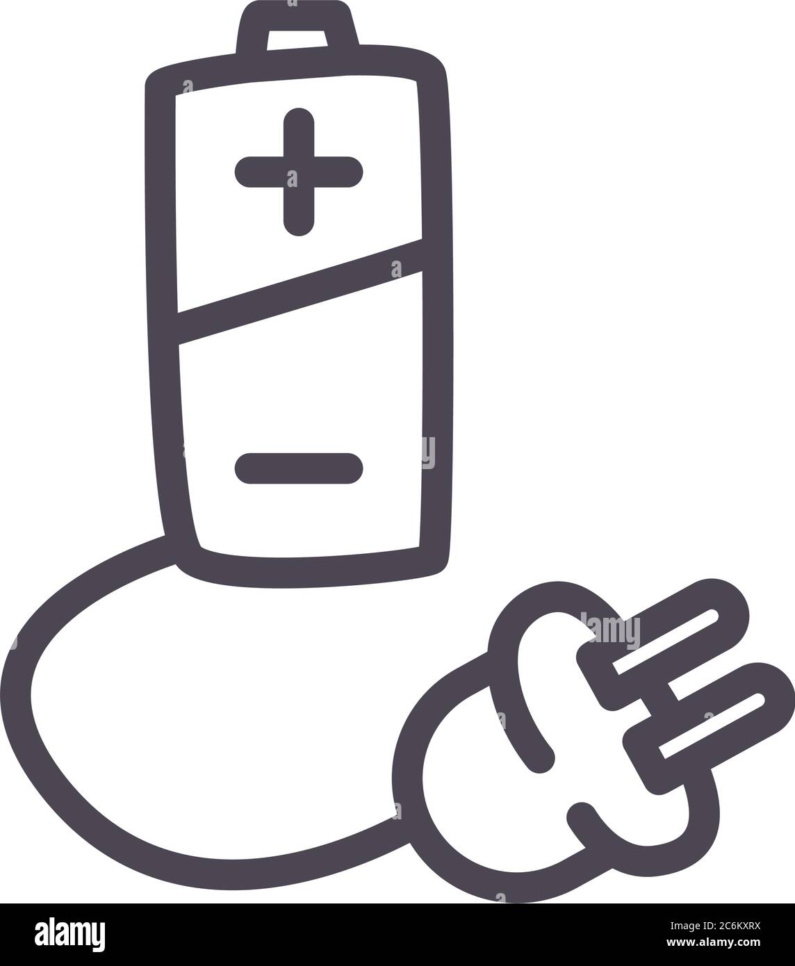 battery with plug line style icon design, energy power technology and ...