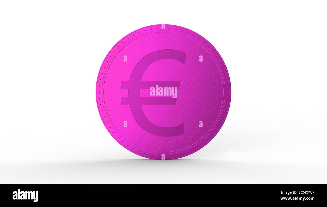 Pink euro coin sign Isolated with white background. 3d render isolated ...