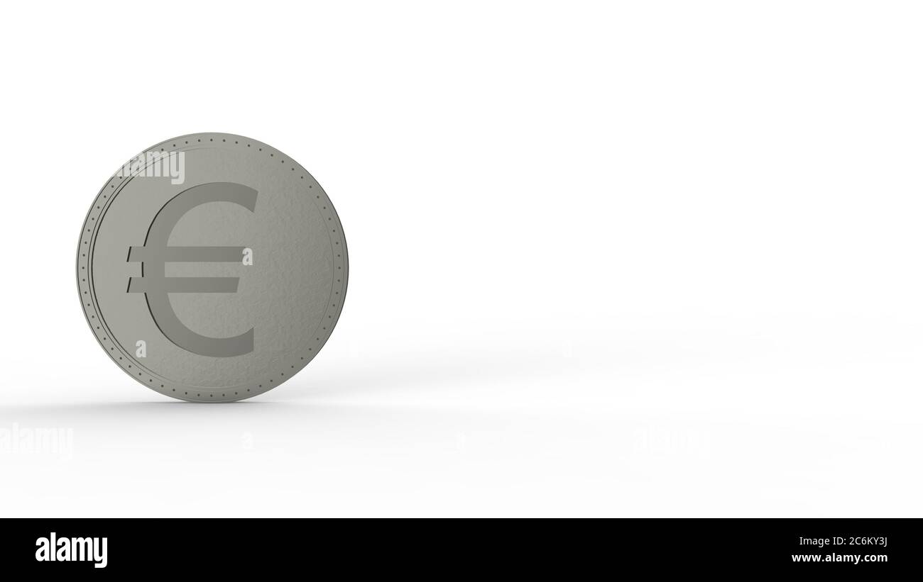 Gray euro coin sign Isolated with white background. 3d render isolated ...