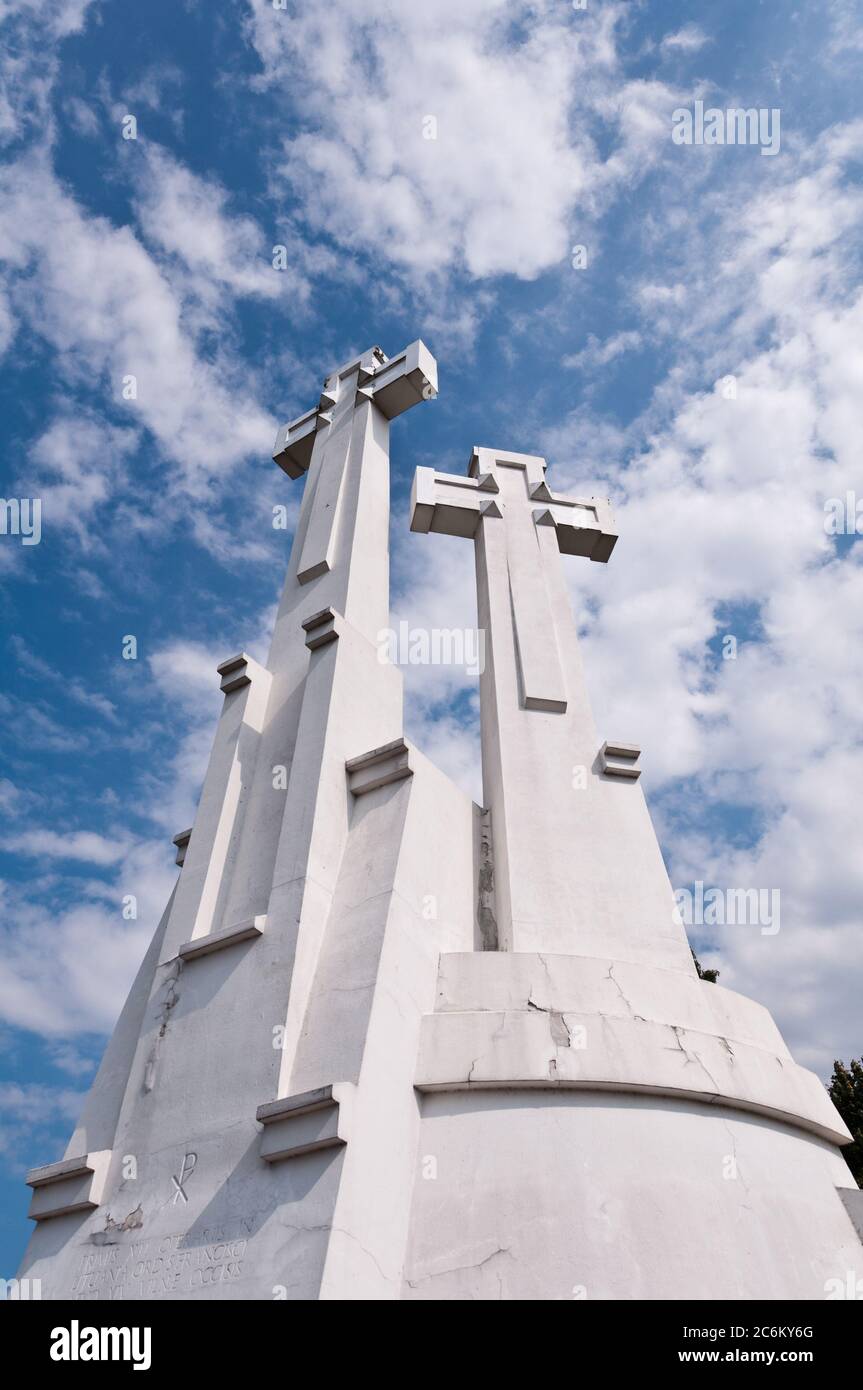 Three Crosses Monument on the Bleak Hill in Vilnius, Lithuania Stock ...
