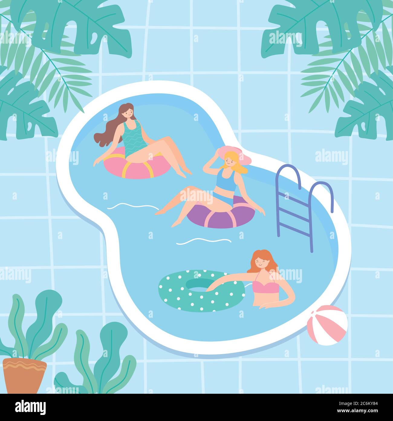 Girl in bikini playing ball Stock Vector Images - Alamy