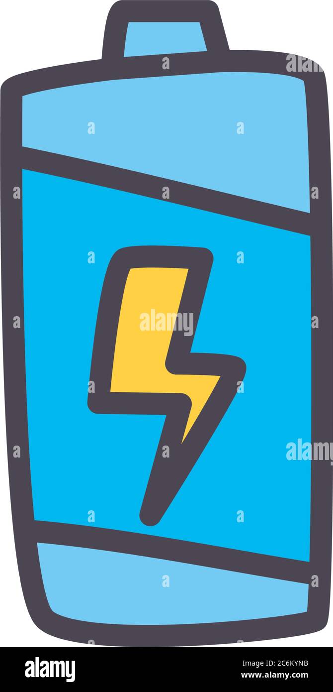 battery with thunder line and fill style icon design, energy power ...