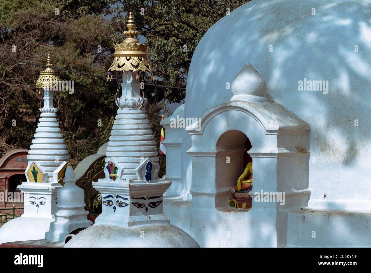 Small stupas at Bajradhatu Chaitya, entrance to Swayambhunath Stupa ...