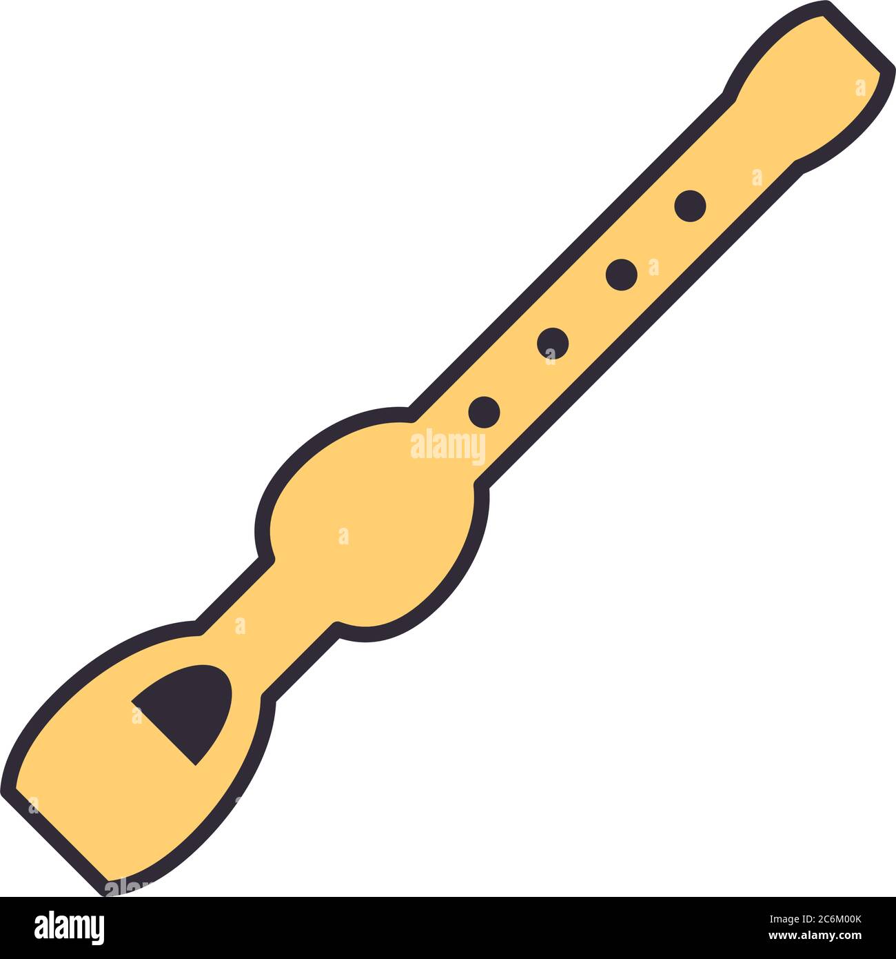 flute instrument line and fill style icon design, Music sound melody ...