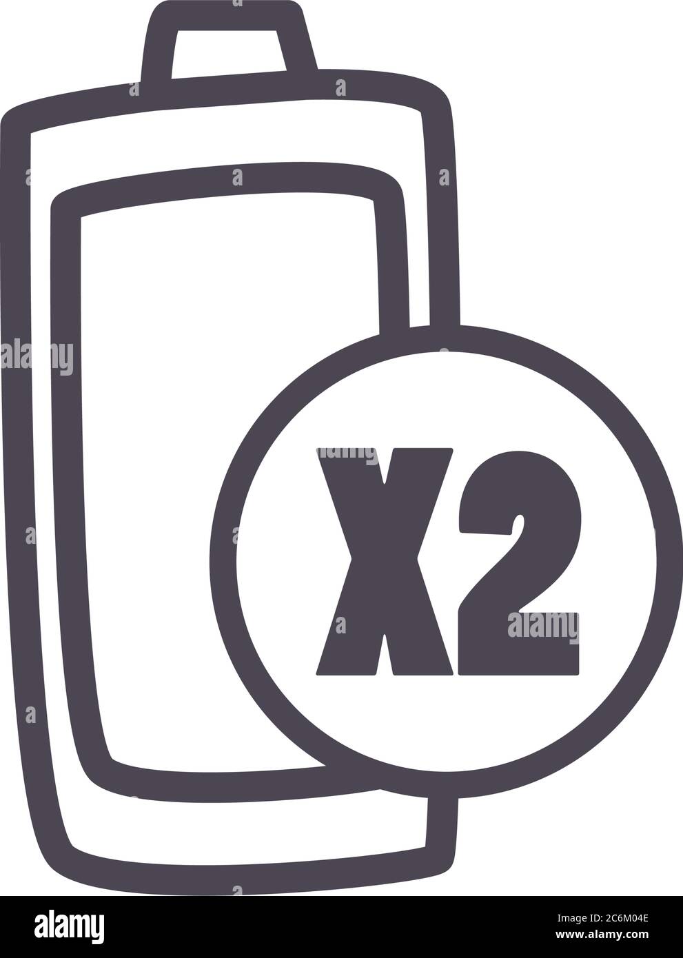 battery x2 line style icon design, energy power technology and charge ...