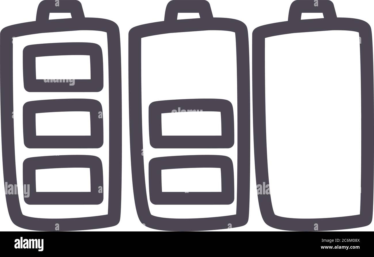 full and half batteries line style icon design, energy power technology ...