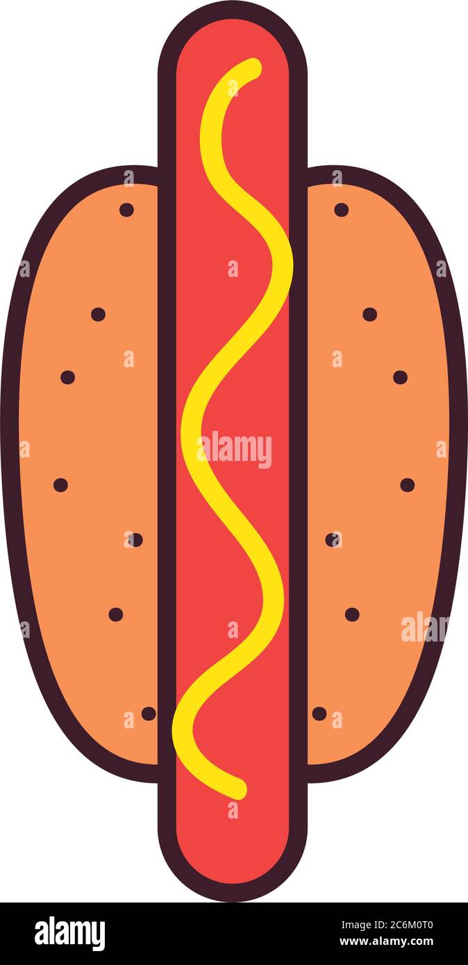 hot dog line and fill style icon design, fast food eat restaurant and ...