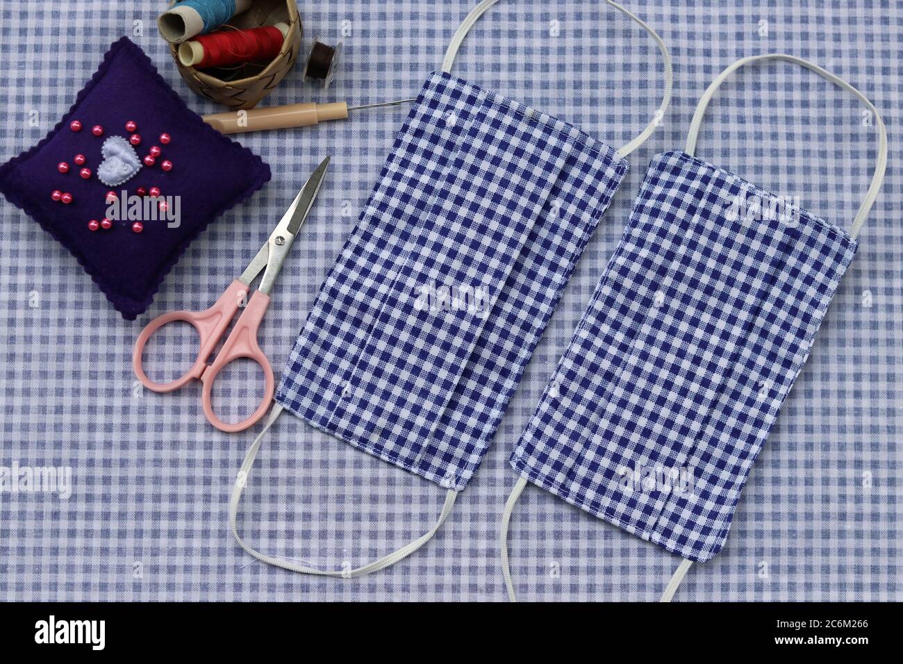 DIY handmade protective face masks in Thailand. Thai people make own ...