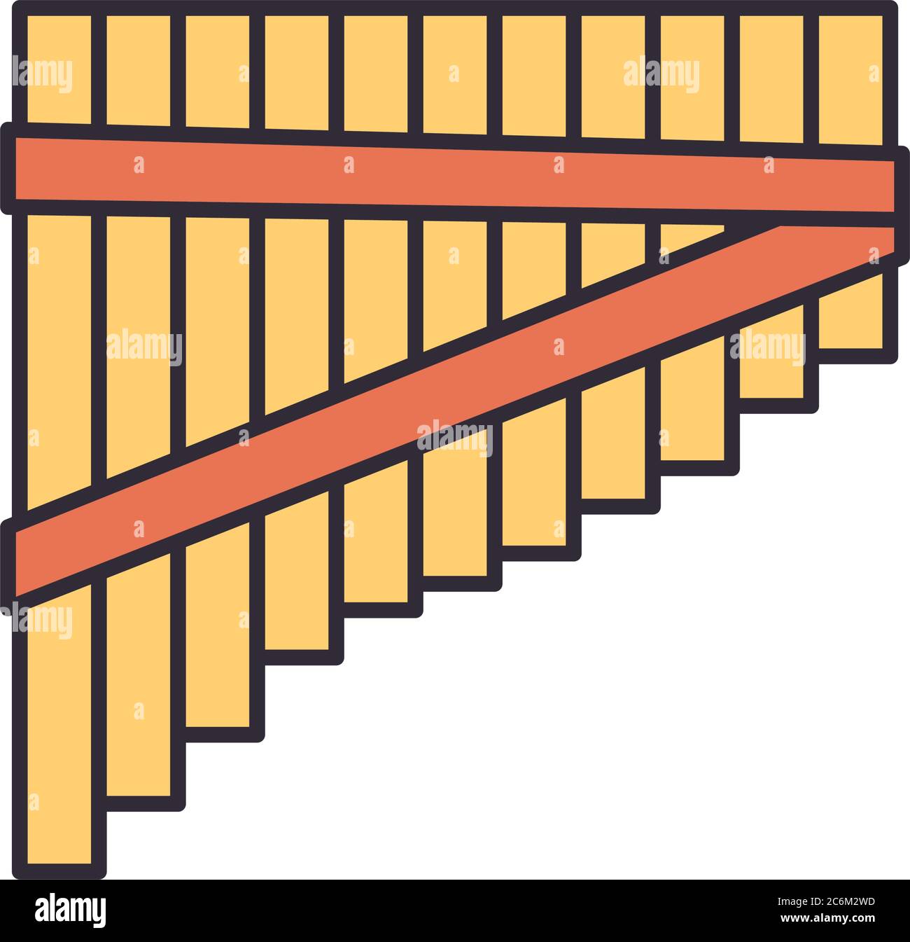 pan flute instrument line and fill style icon design, Music sound ...