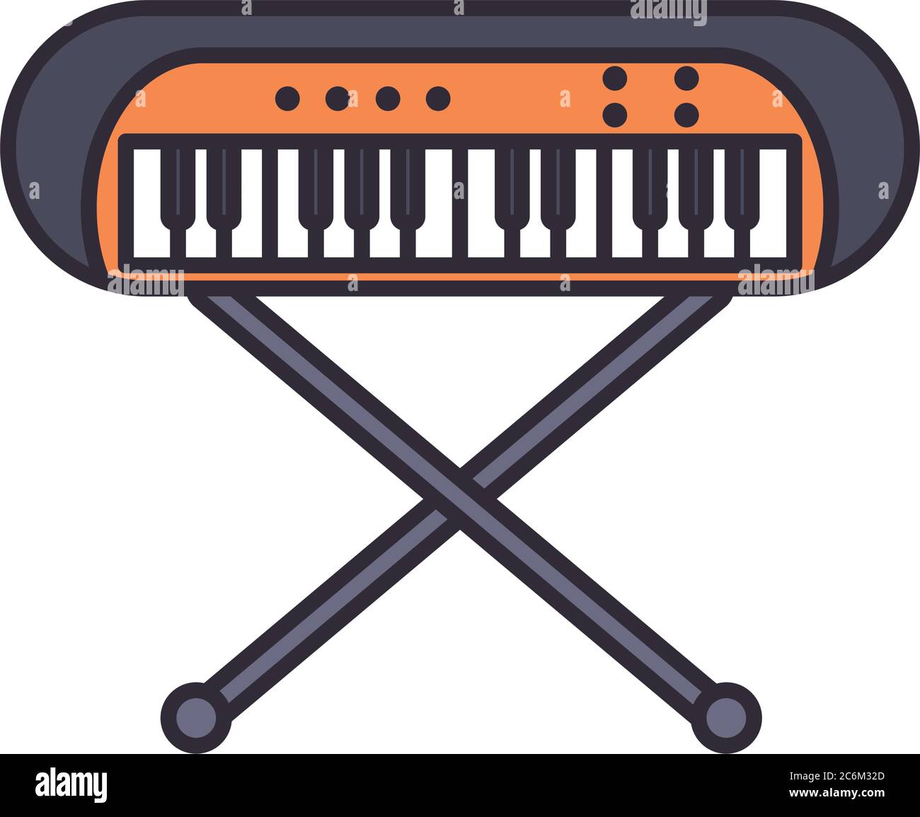 keyboard instrument line and fill style icon design, Music sound melody ...