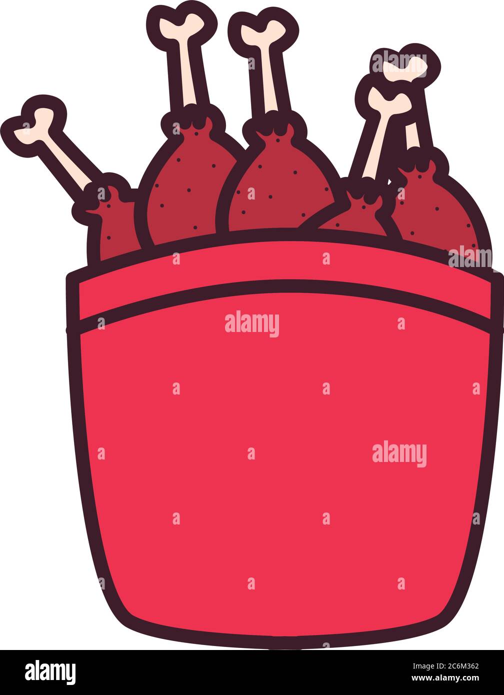 chicken inside bucket line and fill style icon design, fast food eat ...
