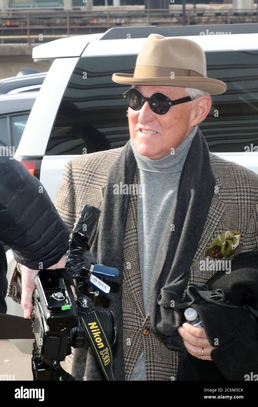 Arlington, VA, USA. 3rd Feb, 2020. Roger Stone seen arriving at Ronald ...