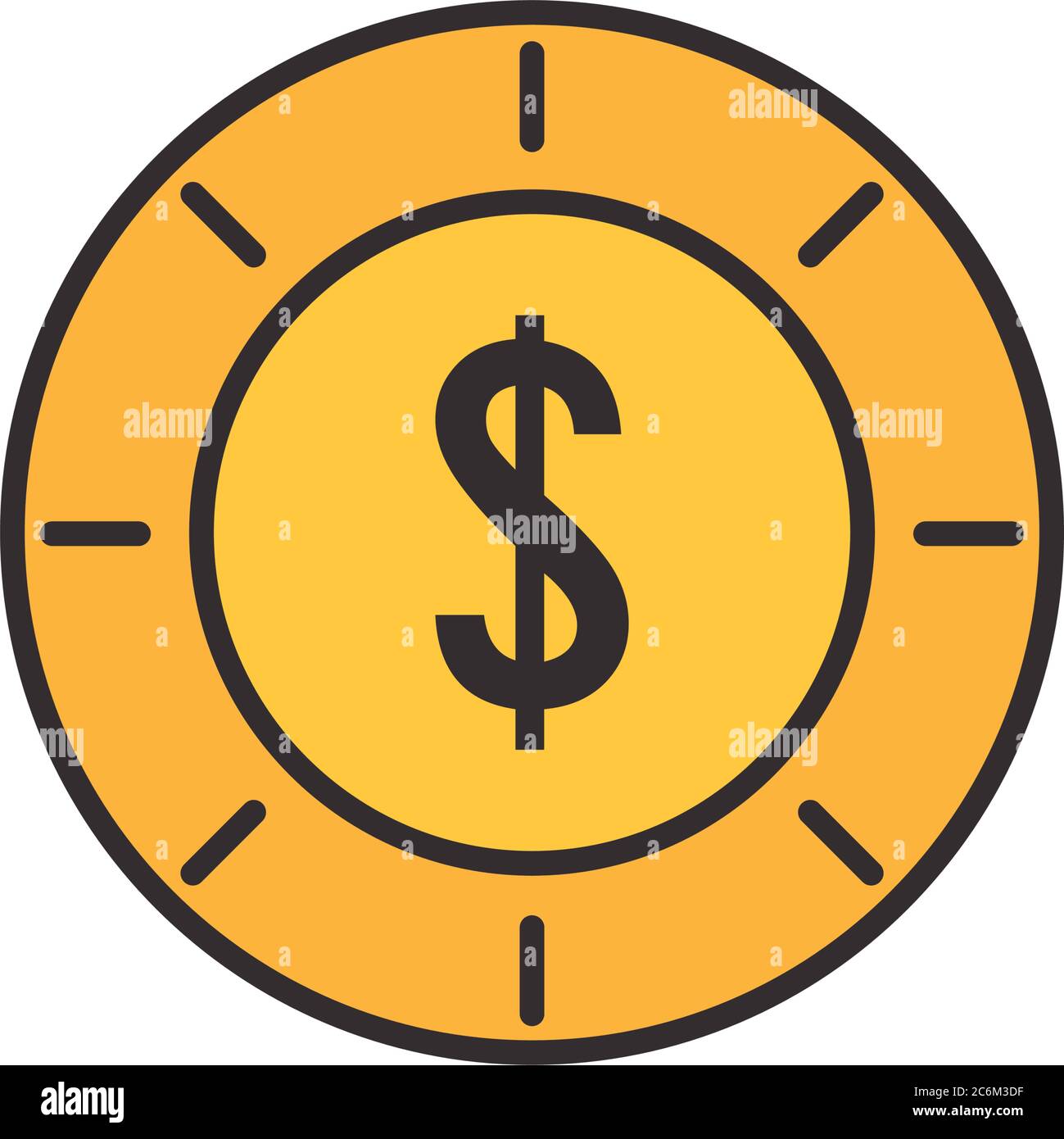 dollar coin line and fill style icon of money financial banking ...