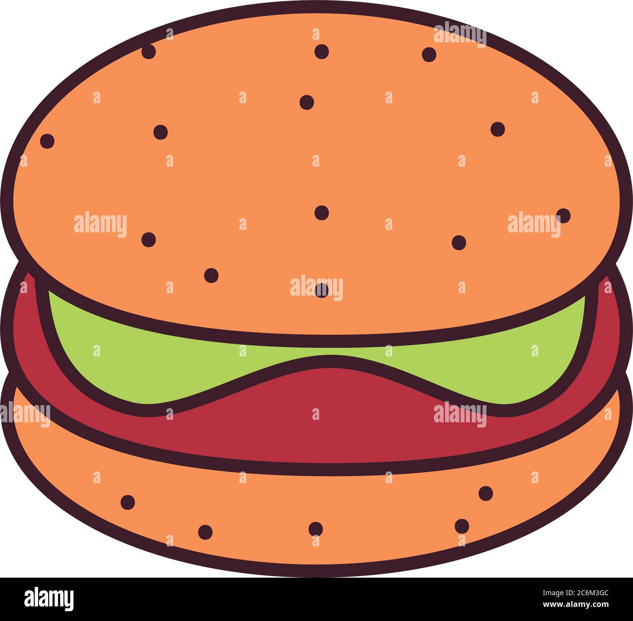 hamburger line and fill style icon design, fast food eat restaurant and ...
