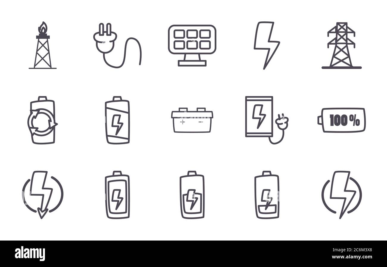 line style icon set design, eco energy power technology charge and eco ...