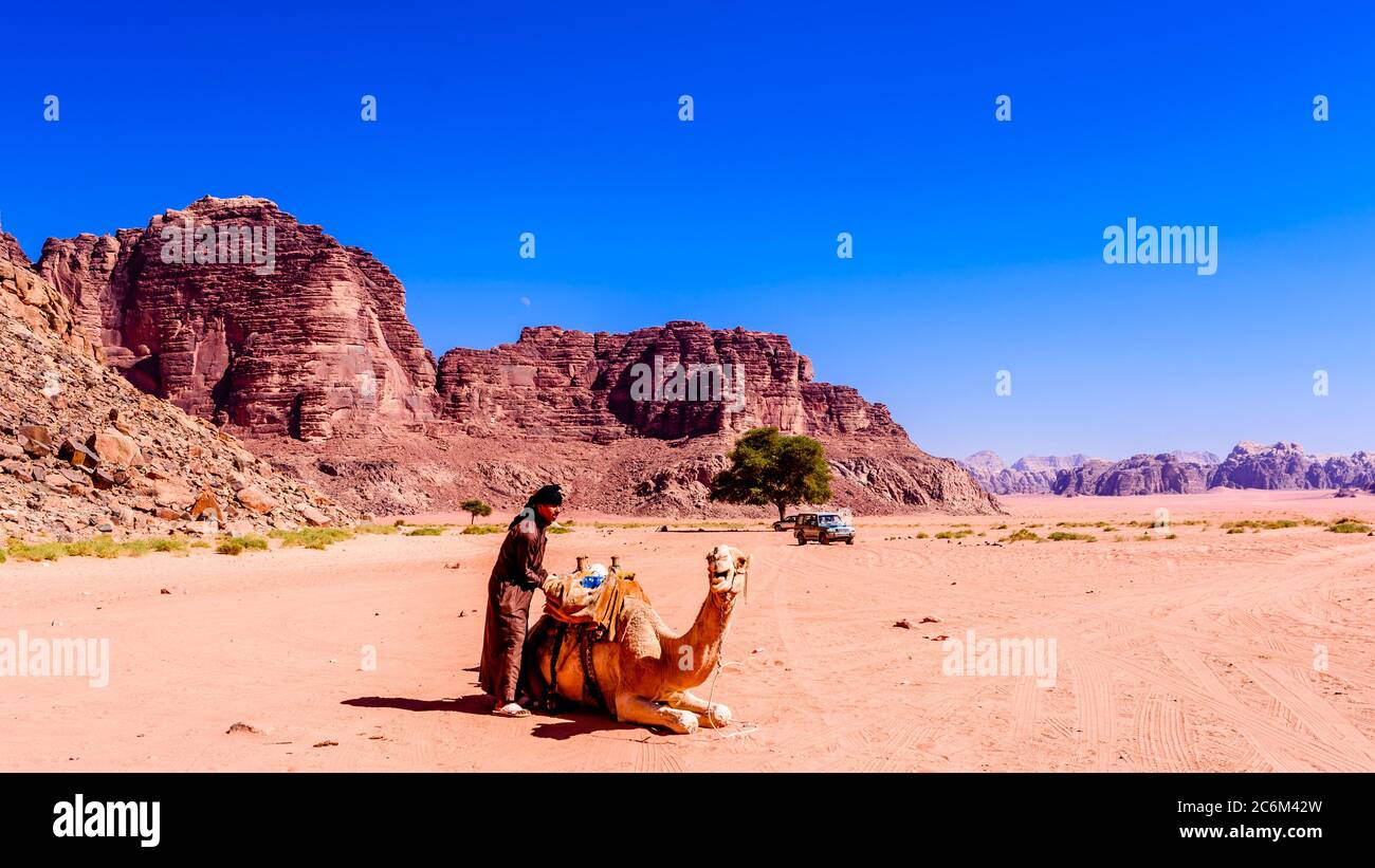 Amazing color, rock, and scene of Wadi Rum in Jordan Stock Photo - Alamy