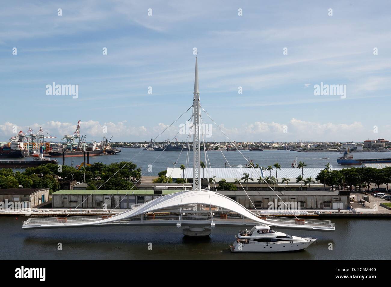 Horizontal rotation bridge, Kaohsiung Port Stock Photo - Alamy