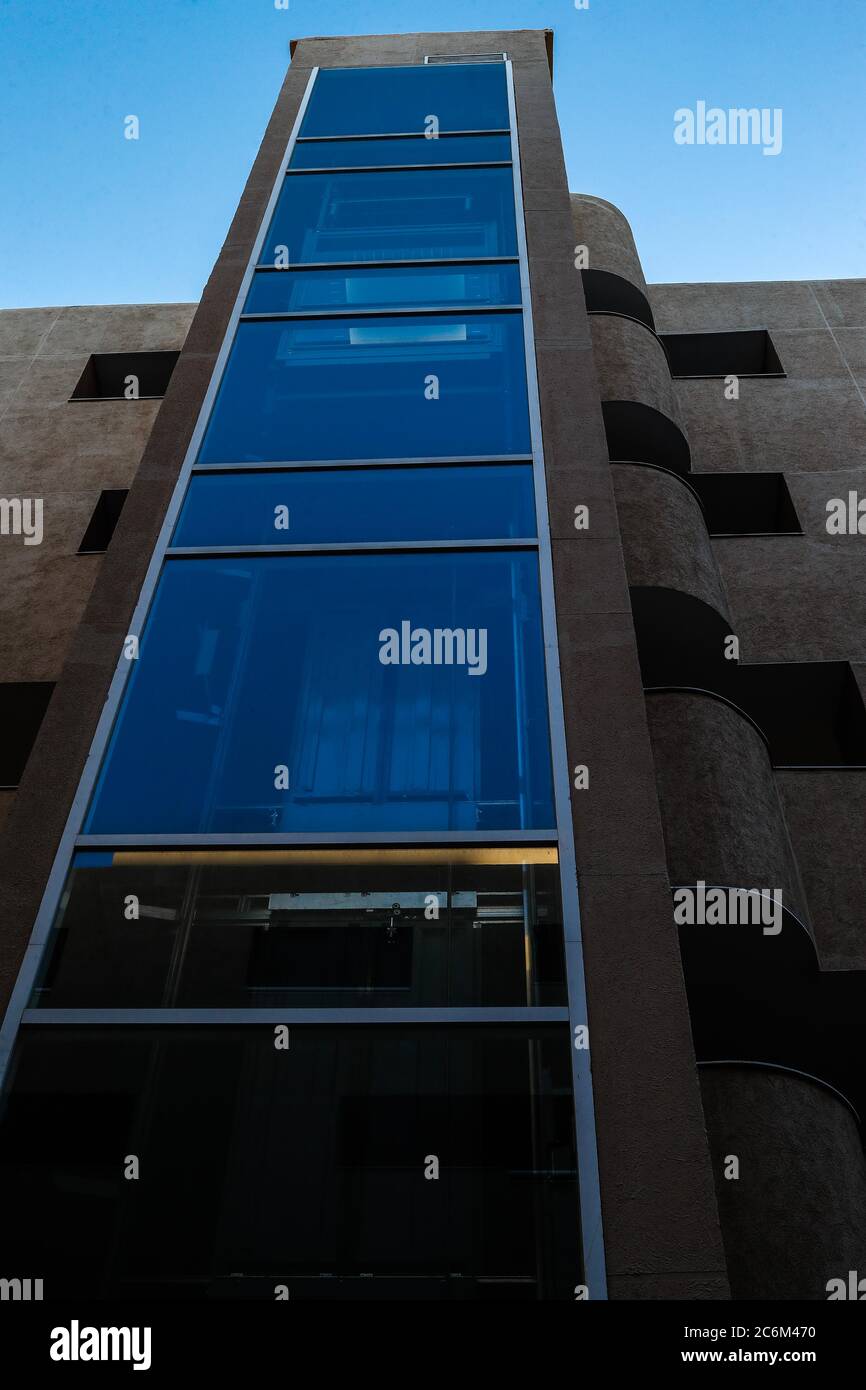 Stained glass or elevator window in Fiesta In hotel. Hermosillo. (Photo ...