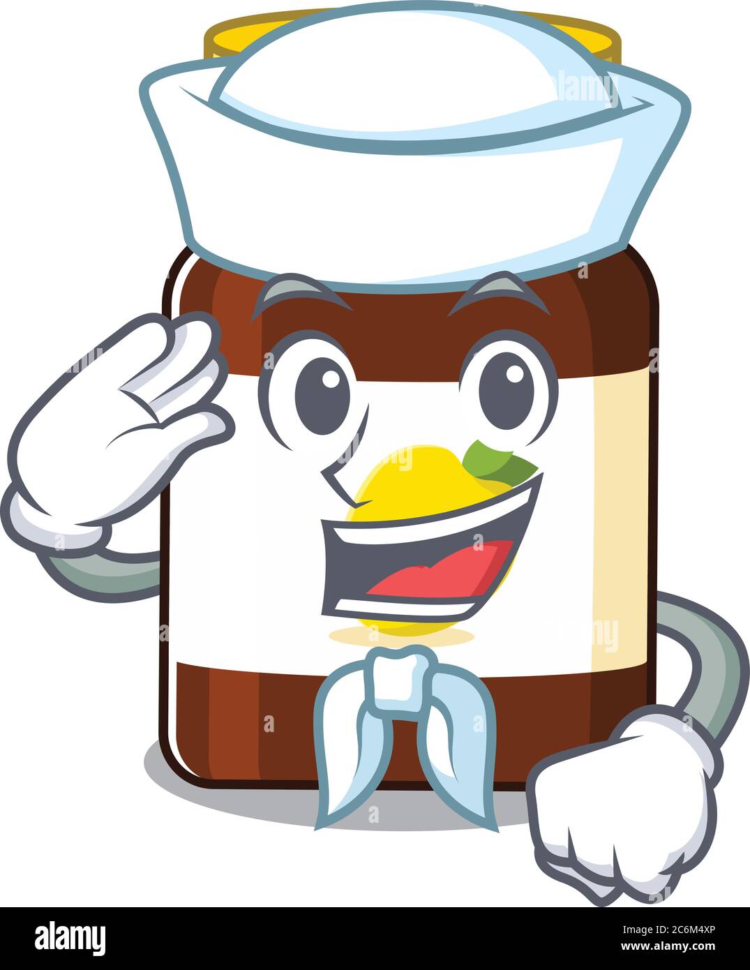 Smiley sailor cartoon character of bottle vitamin c wearing white hat ...