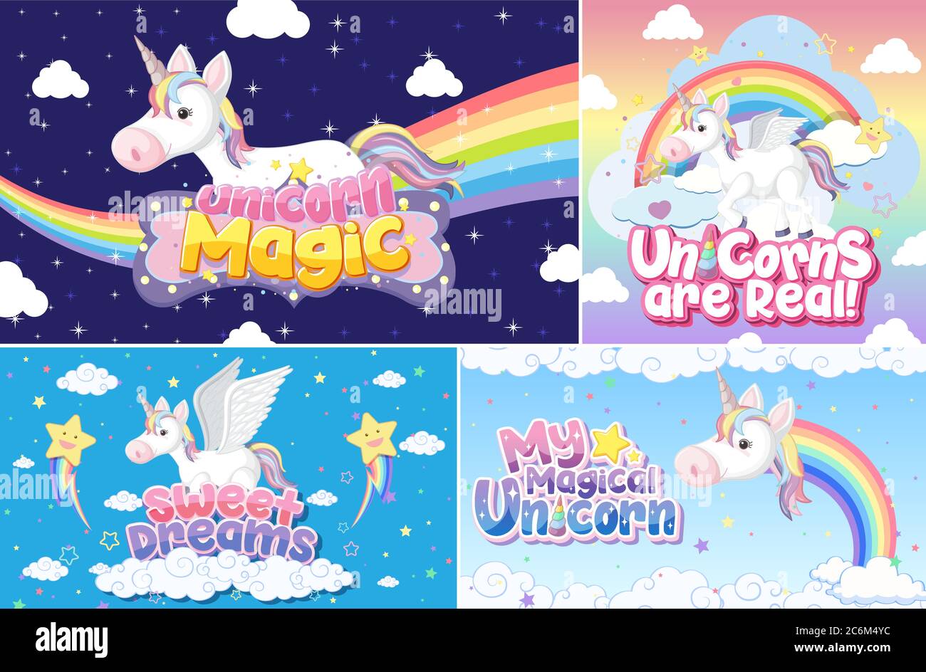 Cute unicorn banner on pastel background color illustration Stock ...