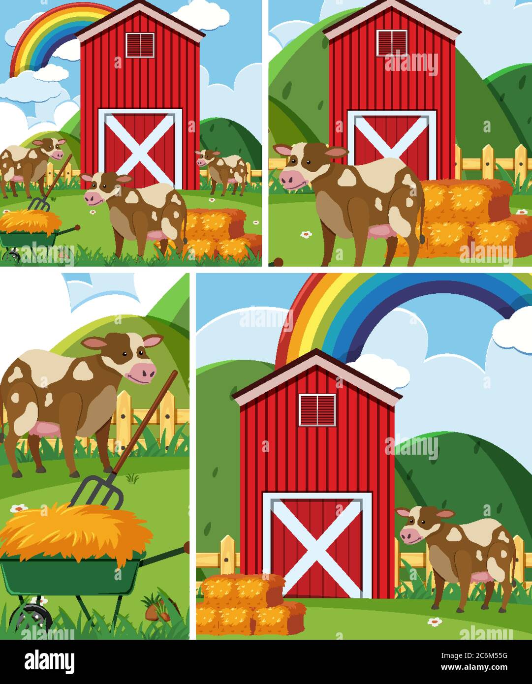Simple farm background set illustration Stock Vector Image & Art - Alamy